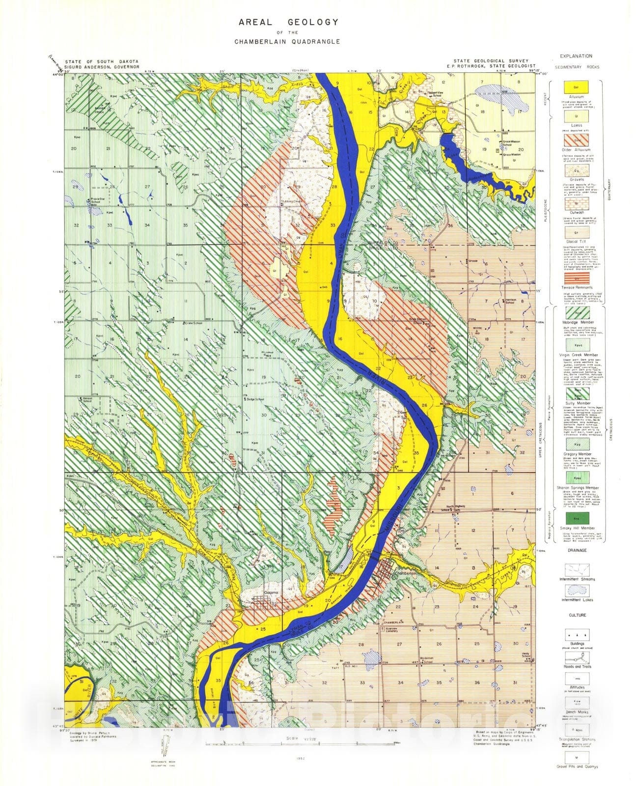 Map : Areal geology of the Chamberlain quadrangle, 1952 Cartography Wa ...