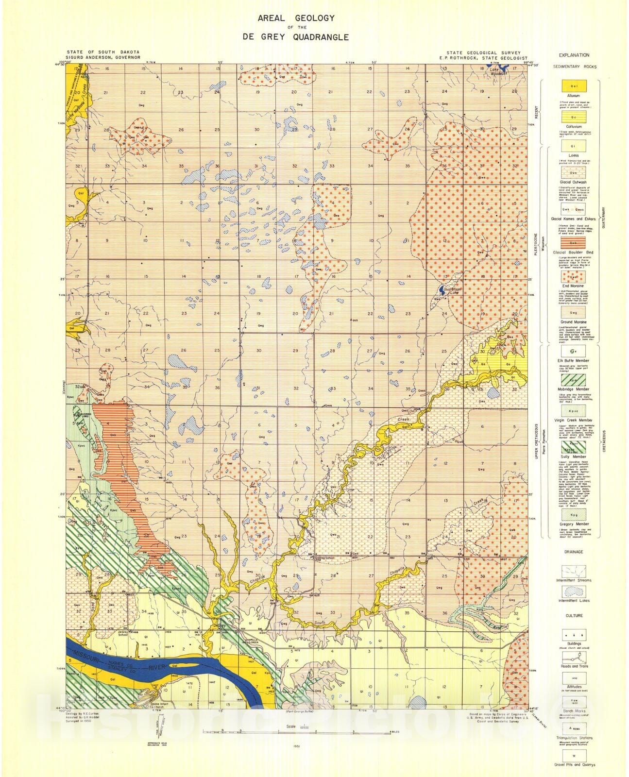 Map : Areal geology of the De Grey quadrangle, 1951 Cartography Wall A ...