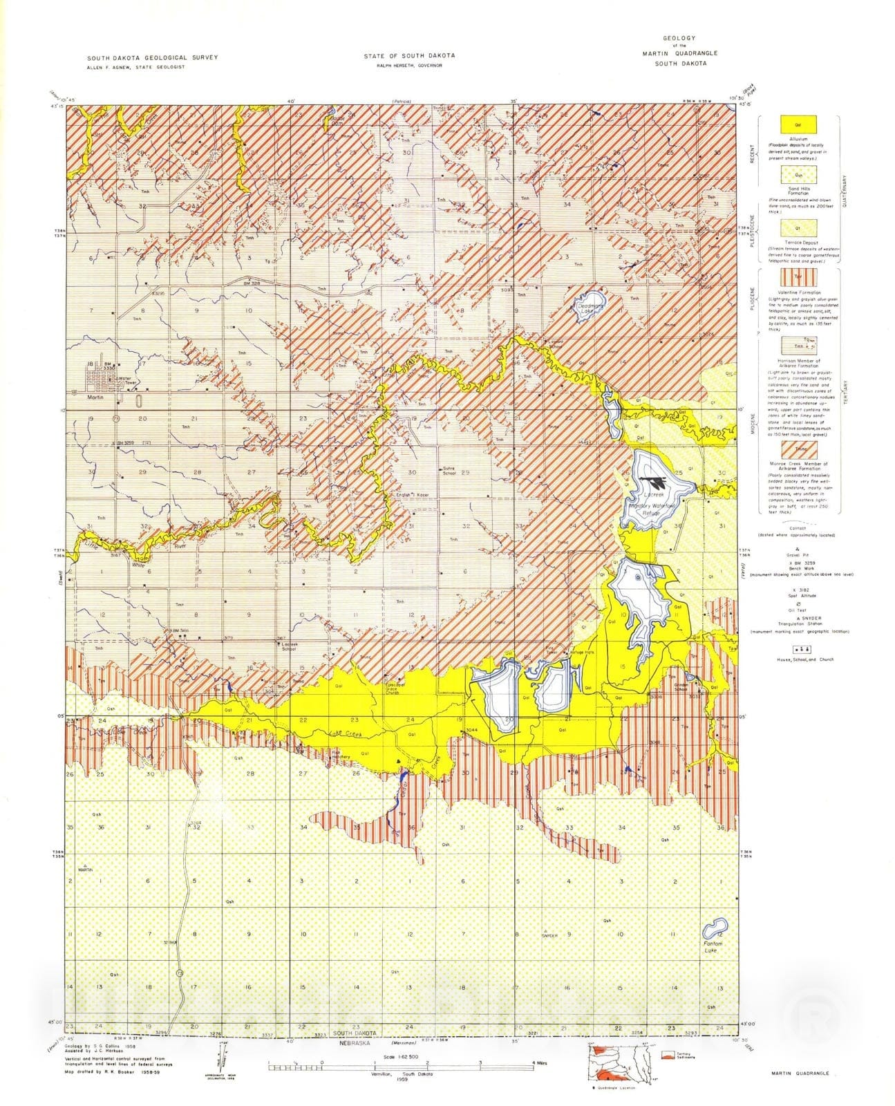 Map : Geology of the Martin quadrangle South Dakota, 1959 Cartography ...