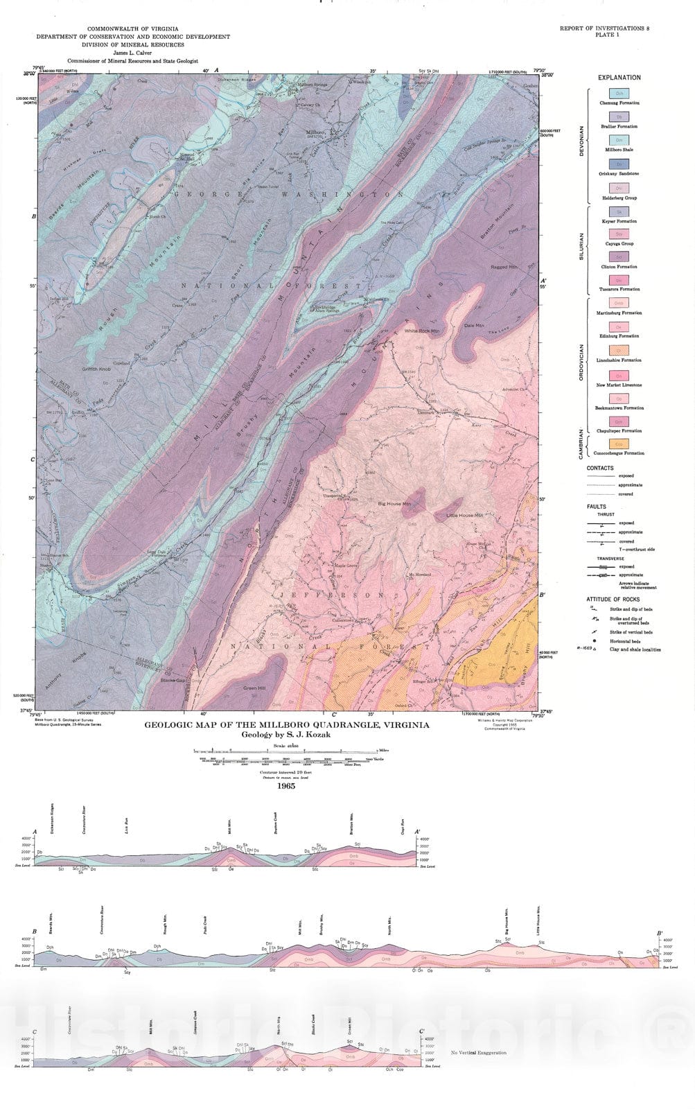 Map : Geology of the Millboro quadrangle, Virginia, 1965 Cartography W ...