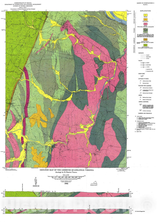Map : Geology of the Leesburg quadrangle, Virginia, 1966 Cartography W ...
