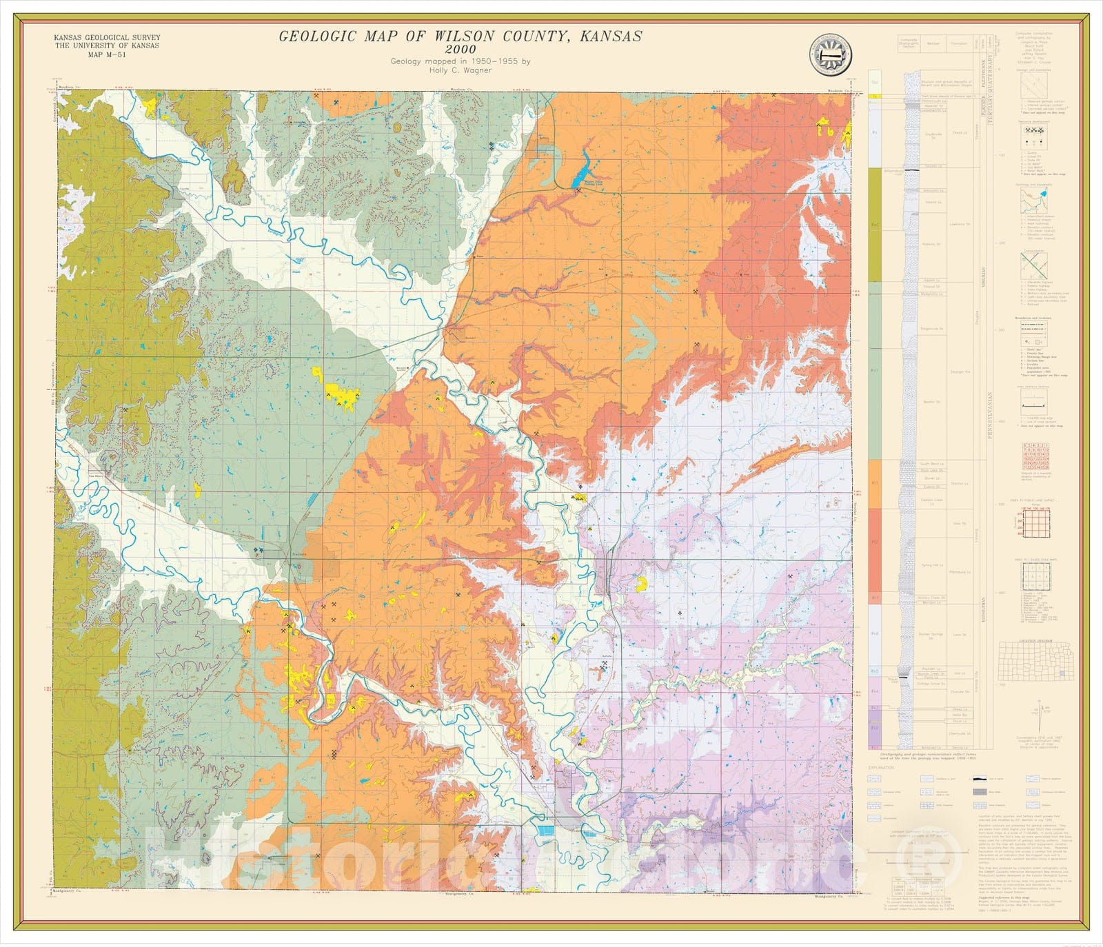 Map : Geologic map of Wilson County, Kansas, 2000 Cartography Wall Art ...
