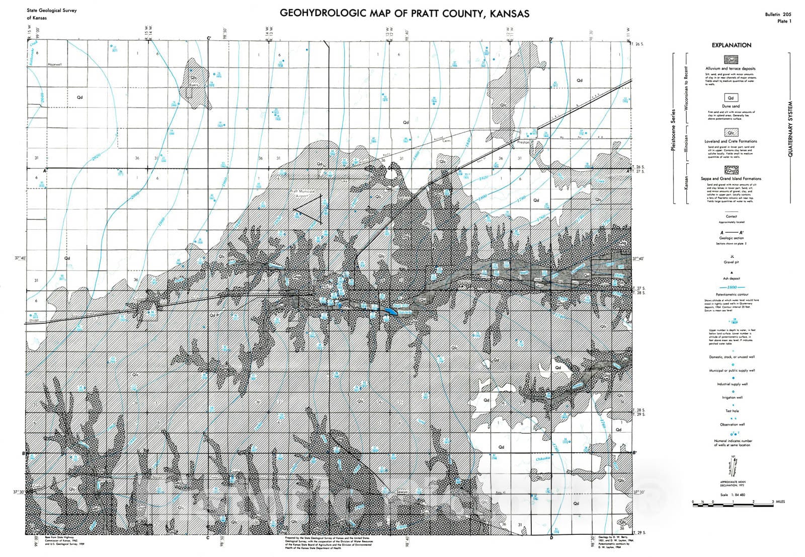 Map : Geohydrologic map of Pratt County, Kansas, 1973 Cartography Wall ...
