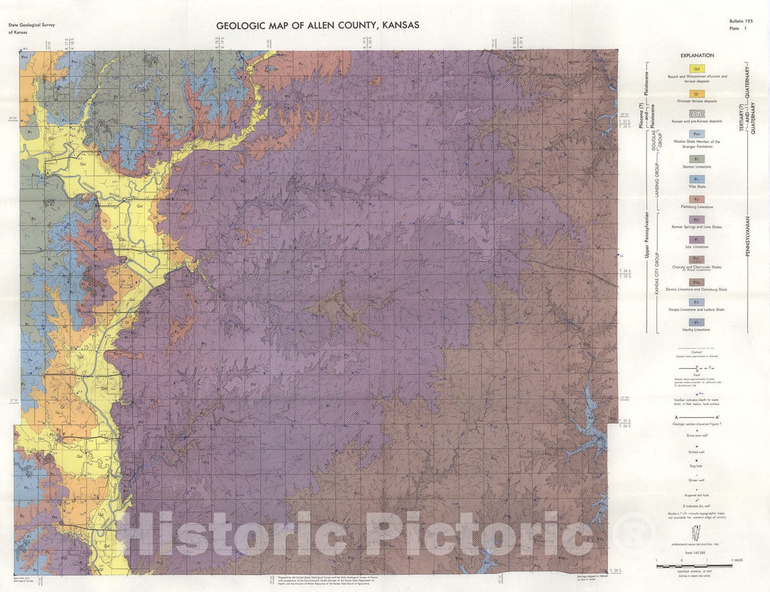 Map : Geologic map of Allen County, Kansas, 1969 Cartography Wall Art ...
