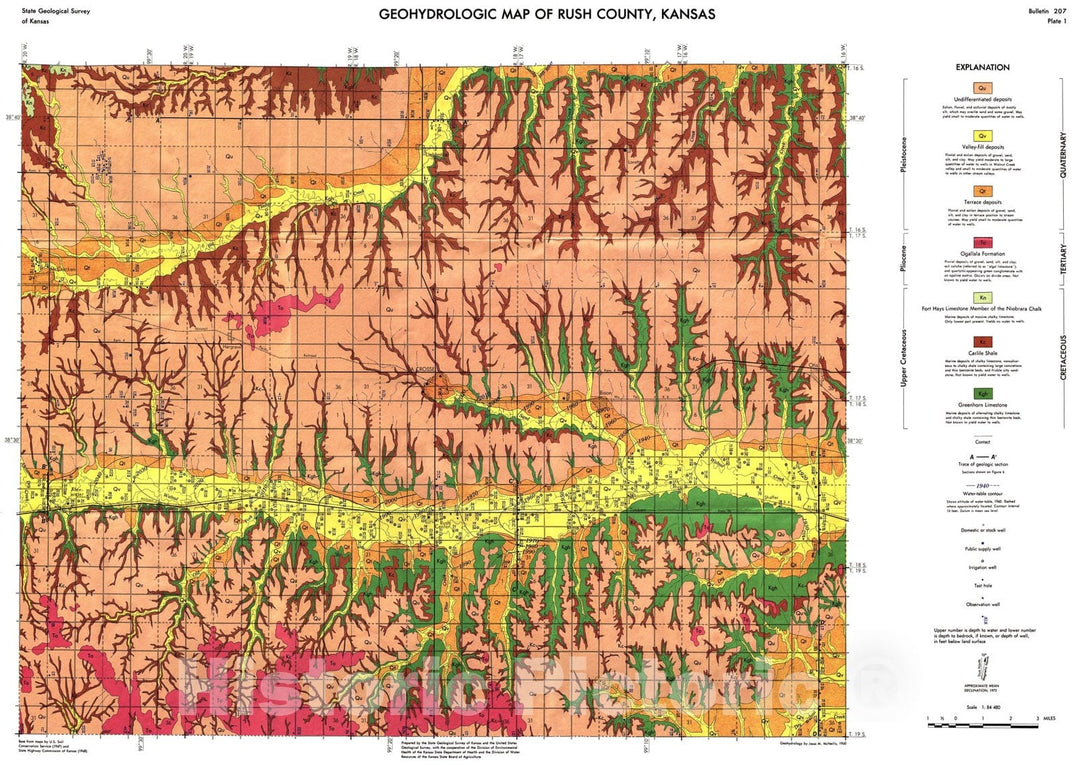 Map : Geohydrologic map of Rush County, Kansas, 1973 Cartography Wall ...