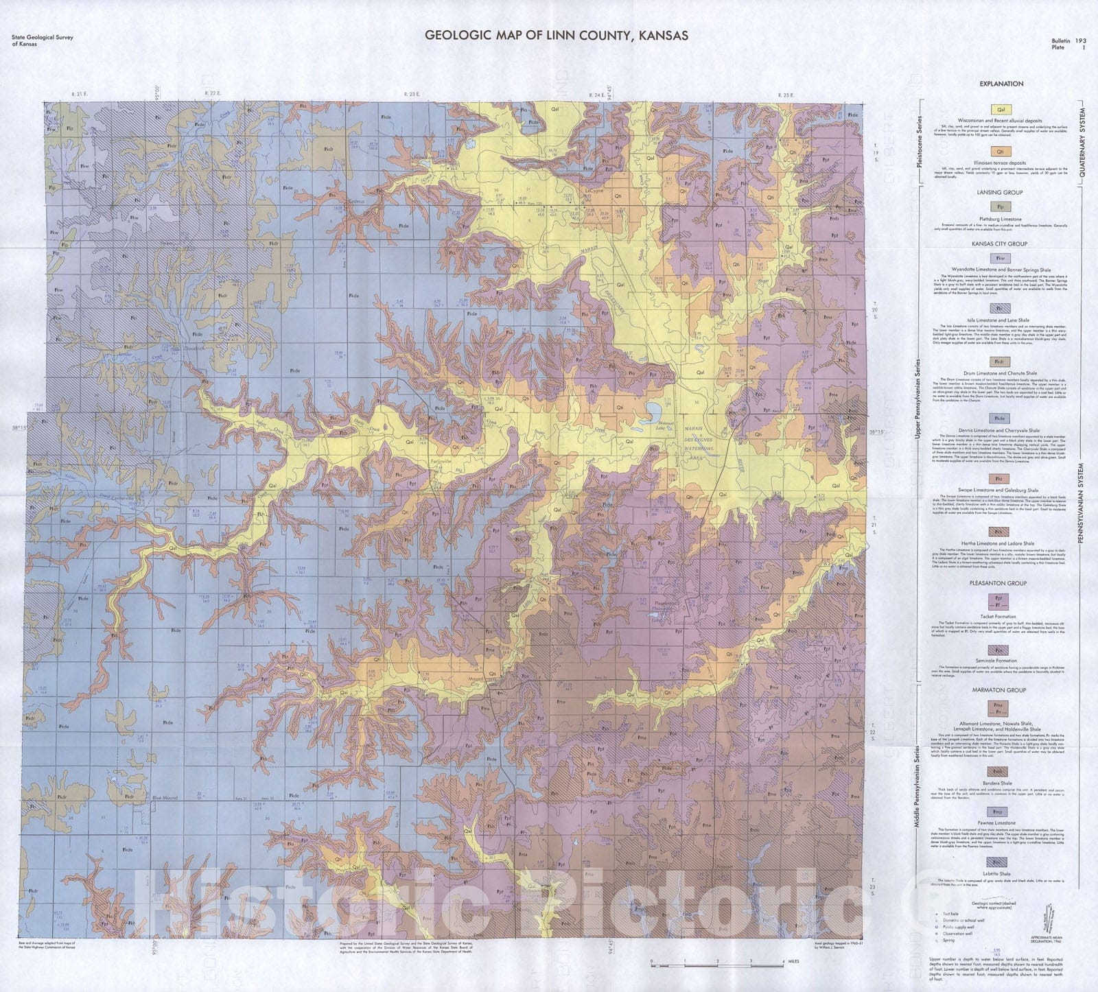Map : Geologic map of Linn County, Kansas, 1969 Cartography Wall Art ...