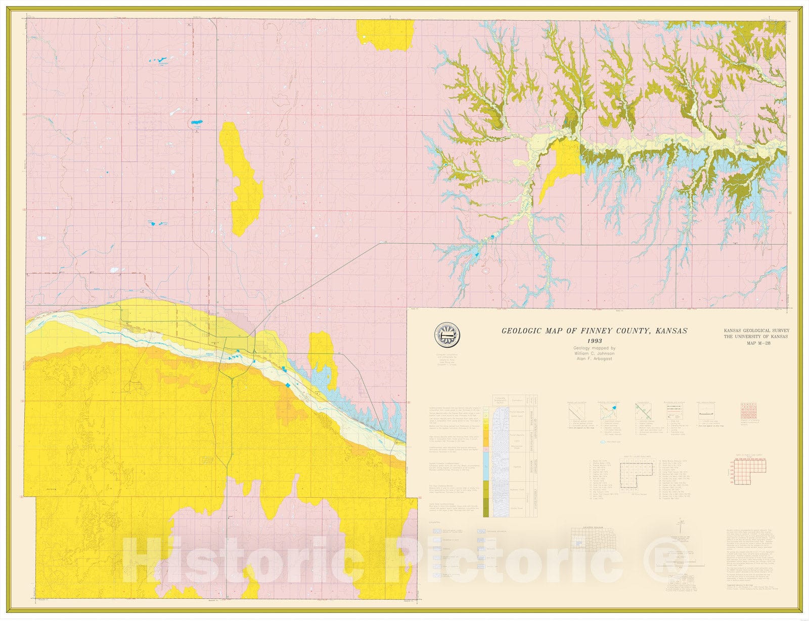 Map : Geologic map of Finney County, Kansas , 1993 Cartography Wall Ar ...