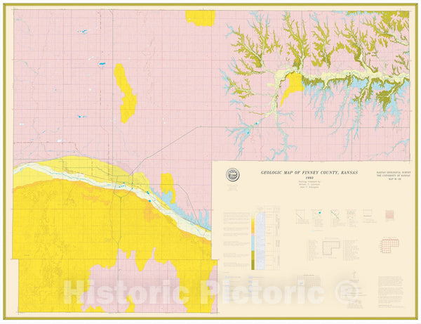 Map : Geologic map of Finney County, Kansas , 1993 Cartography Wall Ar ...