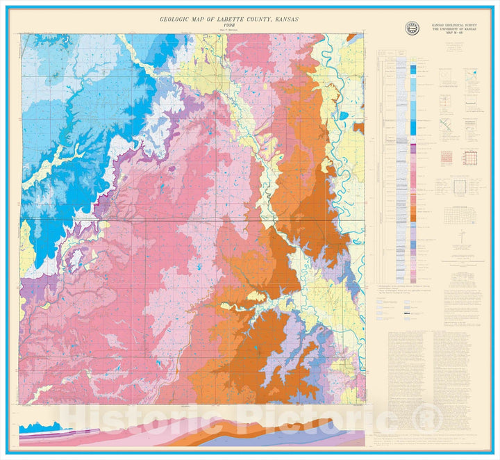 Map : Geologic map of Labette County, Kansas, 1998 Cartography Wall Ar ...