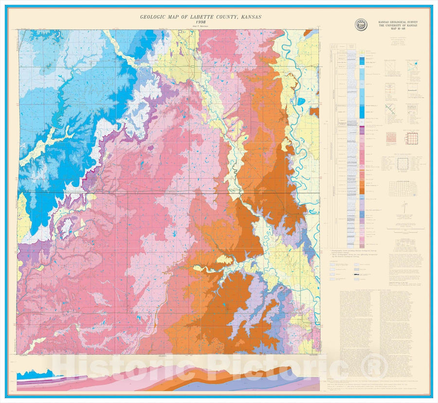 Map : Geologic map of Labette County, Kansas, 1998 Cartography Wall Ar ...