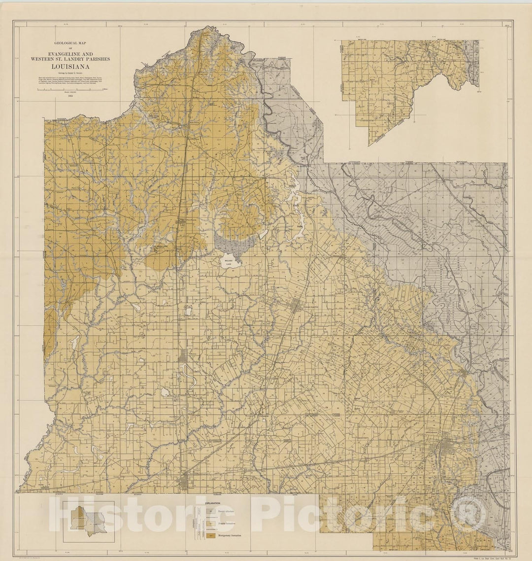 Map : Geology of Evangeline and St. Landry Parishes, 1957 Cartography ...