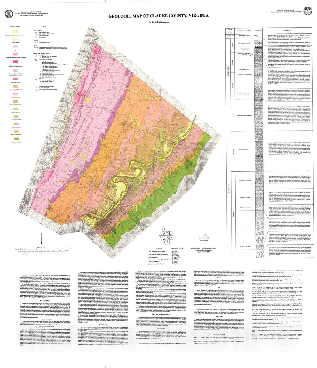 Map : Geologic map of Clarke County, Virginia, 1990 Cartography Wall A ...