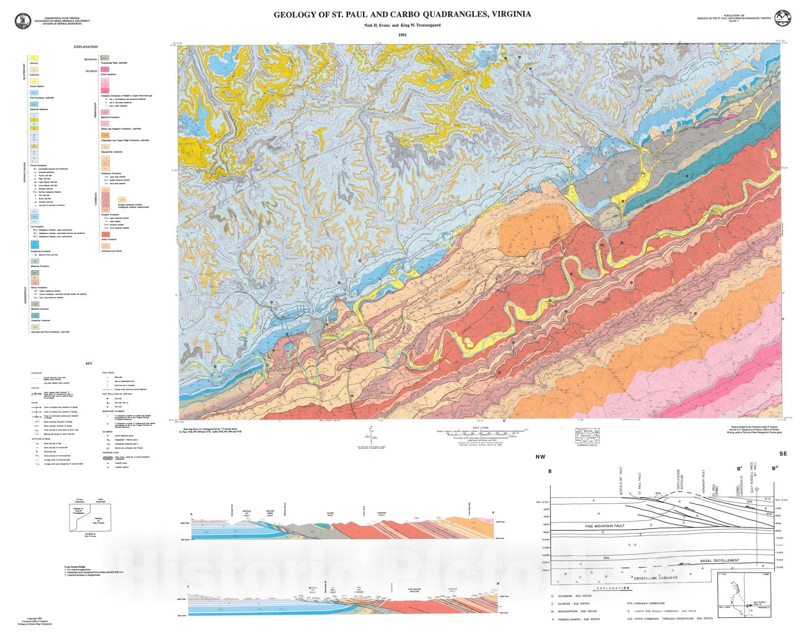 Map : Geology of the St. Paul and Carbo quadrangles, Virginia, 1991 Ca ...