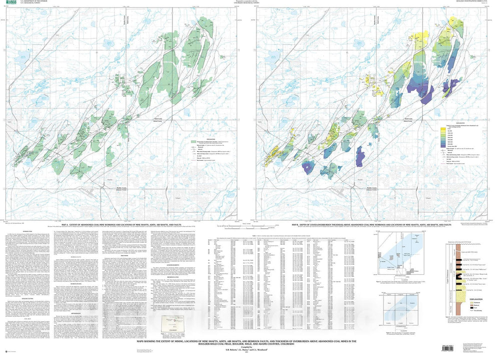 Map : Map showing the extent of mining, locations of mine shafts, adit ...