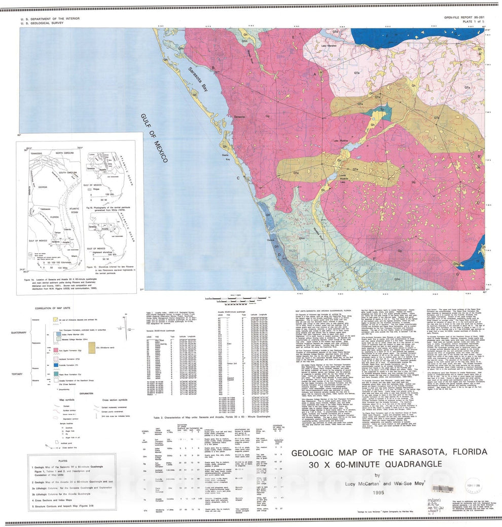 Map : Geologic maps of the Sarasota and Arcadia, Florida 30x60-minute ...