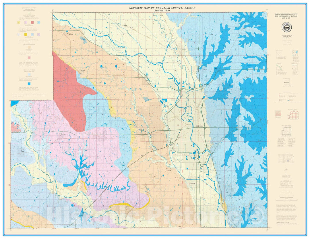 Map : Geologic Map of Sedgwick County, 1991 Cartography Wall Art ...