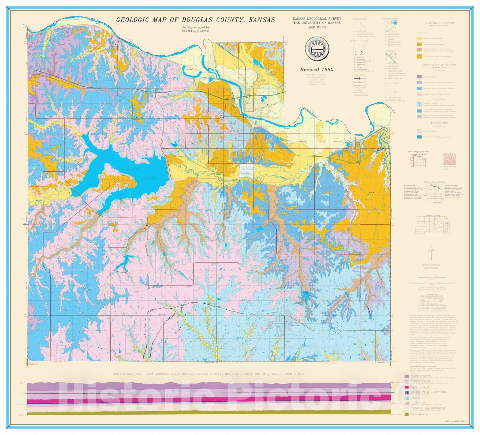 Map : Geologic Map of Douglas County, 1992 Cartography Wall Art : - Historic Pictoric