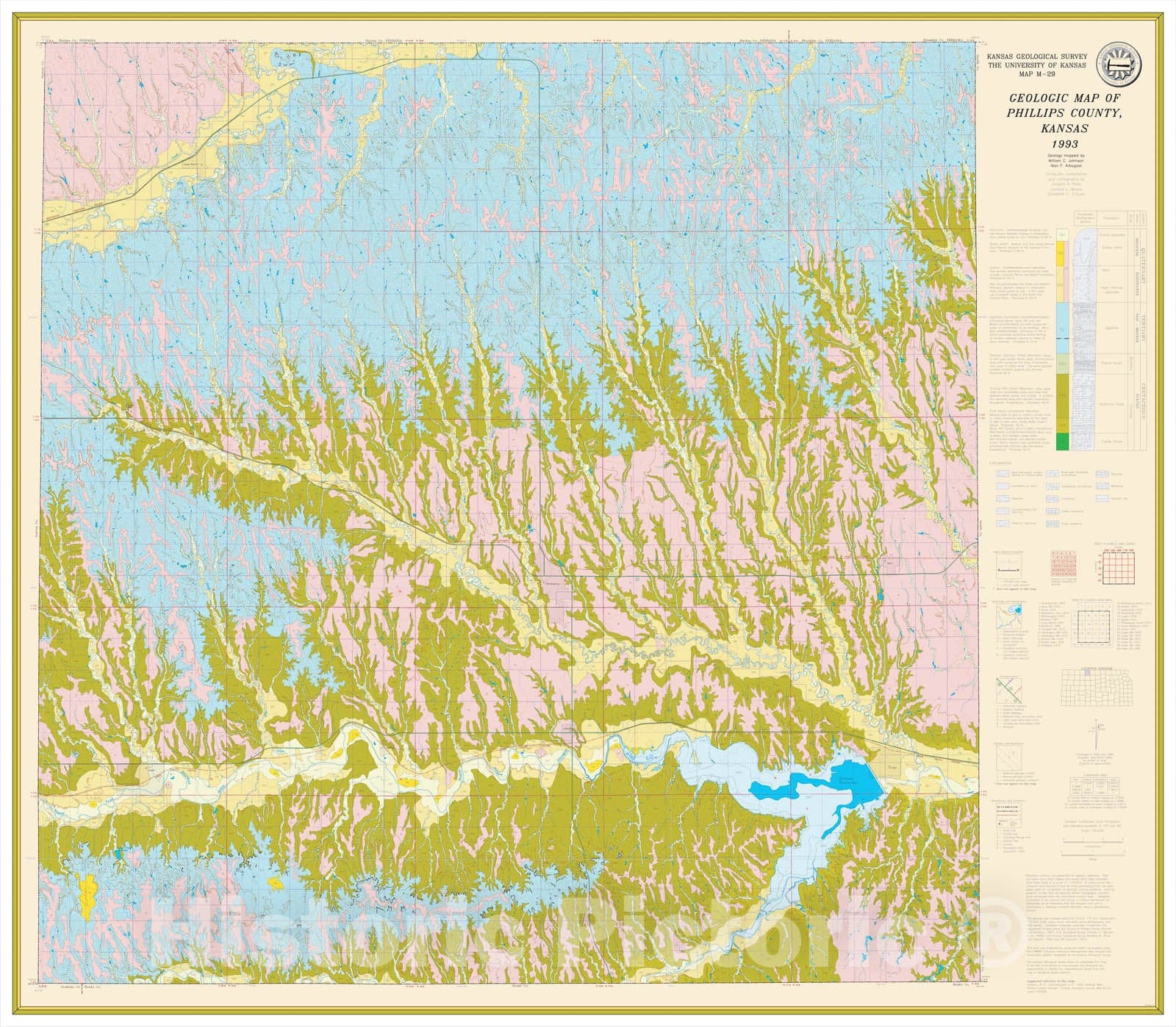 Map : Geologic Map of Phillips County, 1993 Cartography Wall Art ...