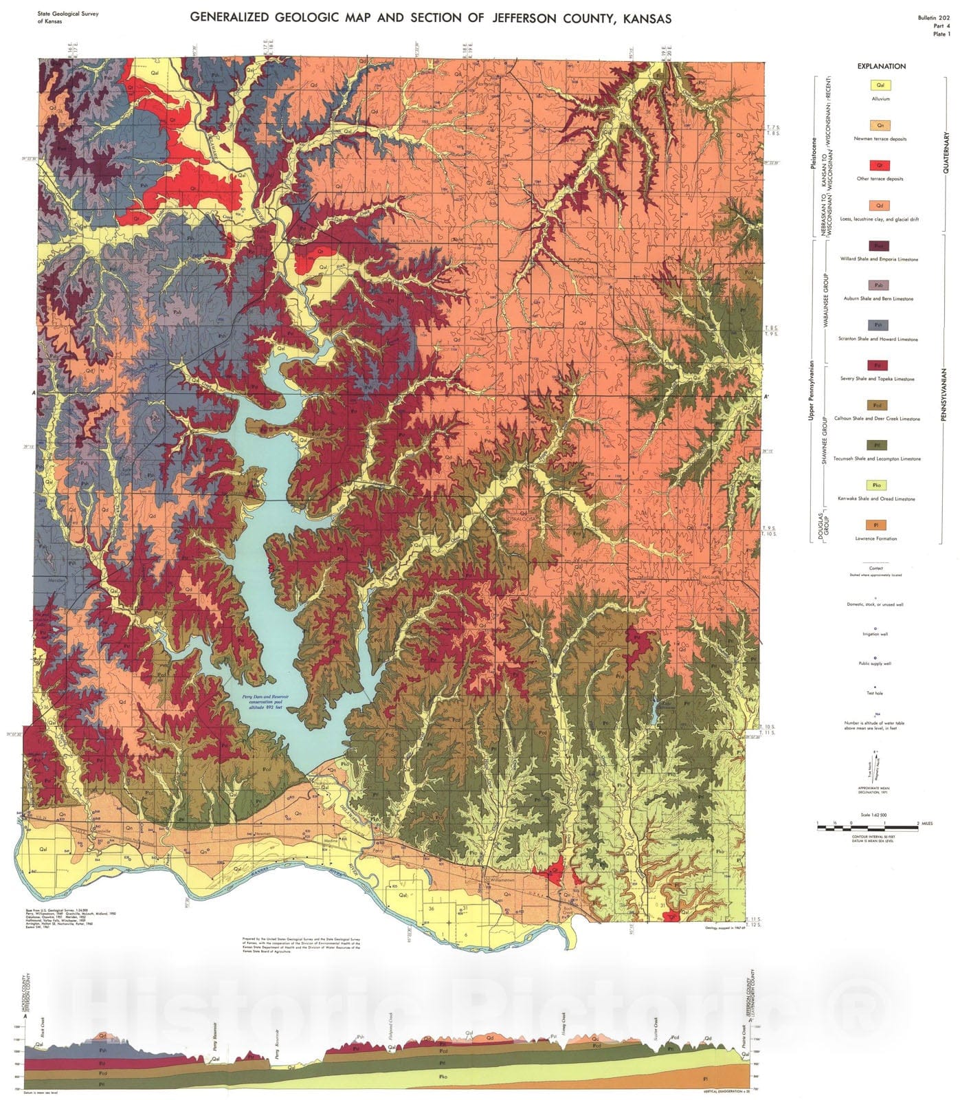 Map : Generalized geologic map and section of Jefferson County, Kansas ...
