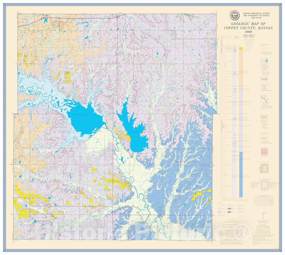 Map : Geologic Map of Coffey County, Kansas, 2000 Cartography Wall Art ...