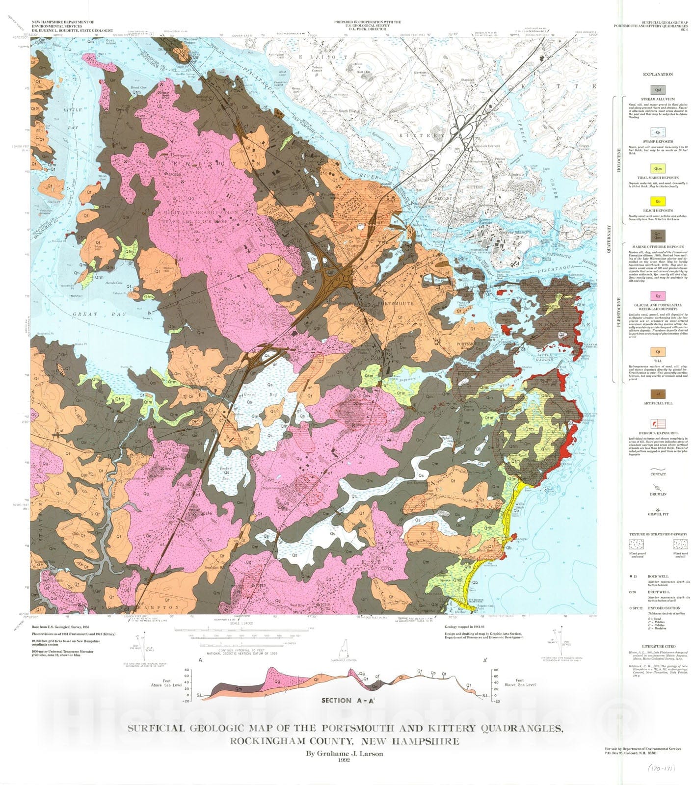 Map : Surficial geologic map of the Portsmouth and Kittery quadrangles ...