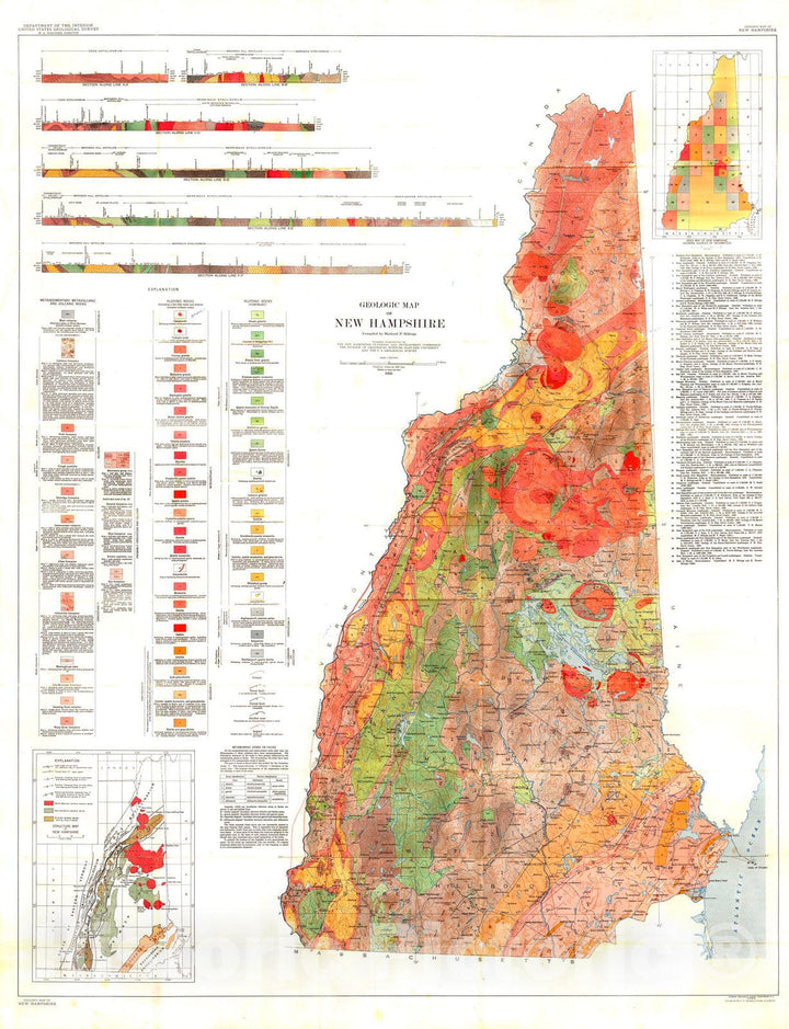 Map : The geology of New Hampshire: part II - bedrock geology, 1956 Ca ...
