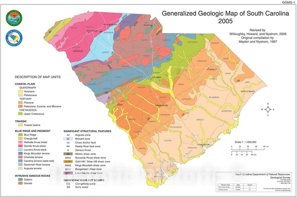 Map : Generalized geological map of South Carolina, 2005 Cartography W ...