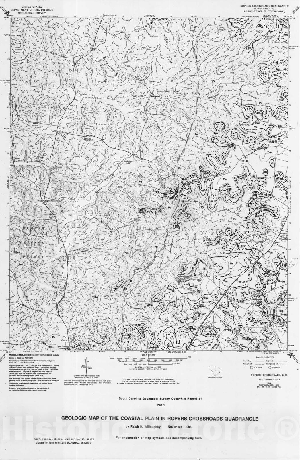 Map : Geology of the Coastal Plain in Ropers Crossroads and North Augu ...