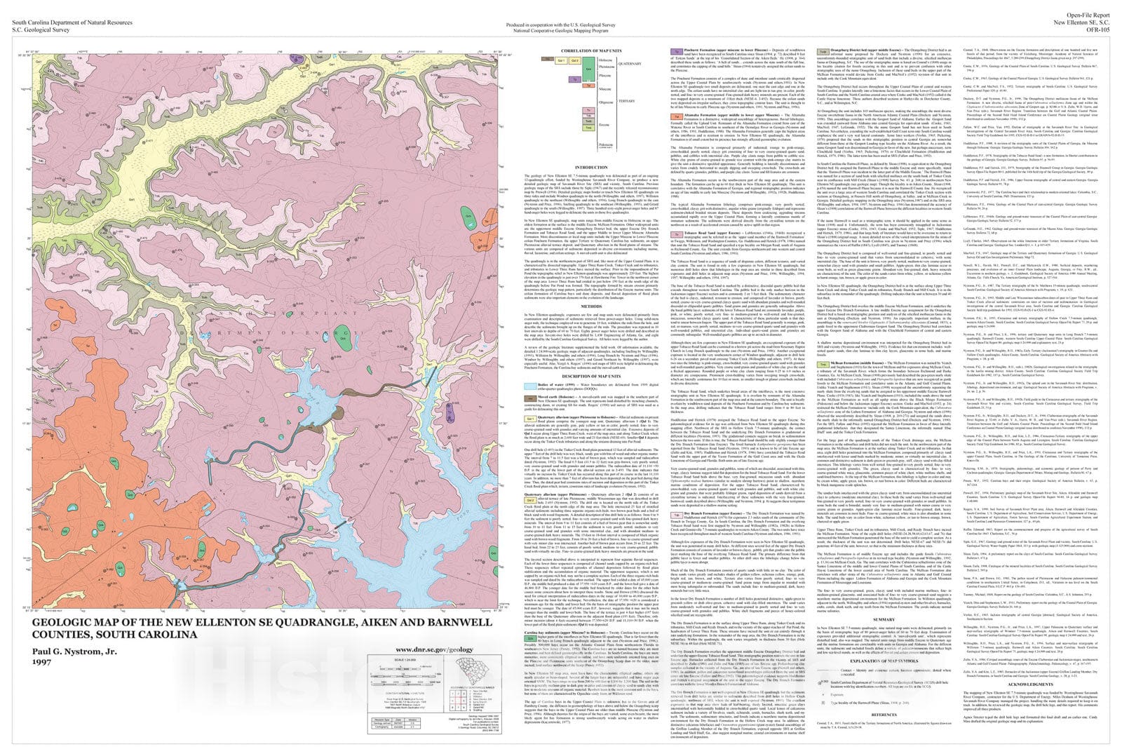 Map : Geologic map of the New Ellenton SE quadrangle, Aiken and Barnwe ...