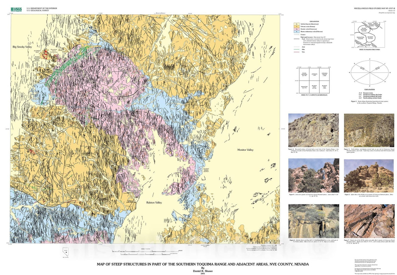 Map : Map of steep structures in part of the southern Toquima Range an ...