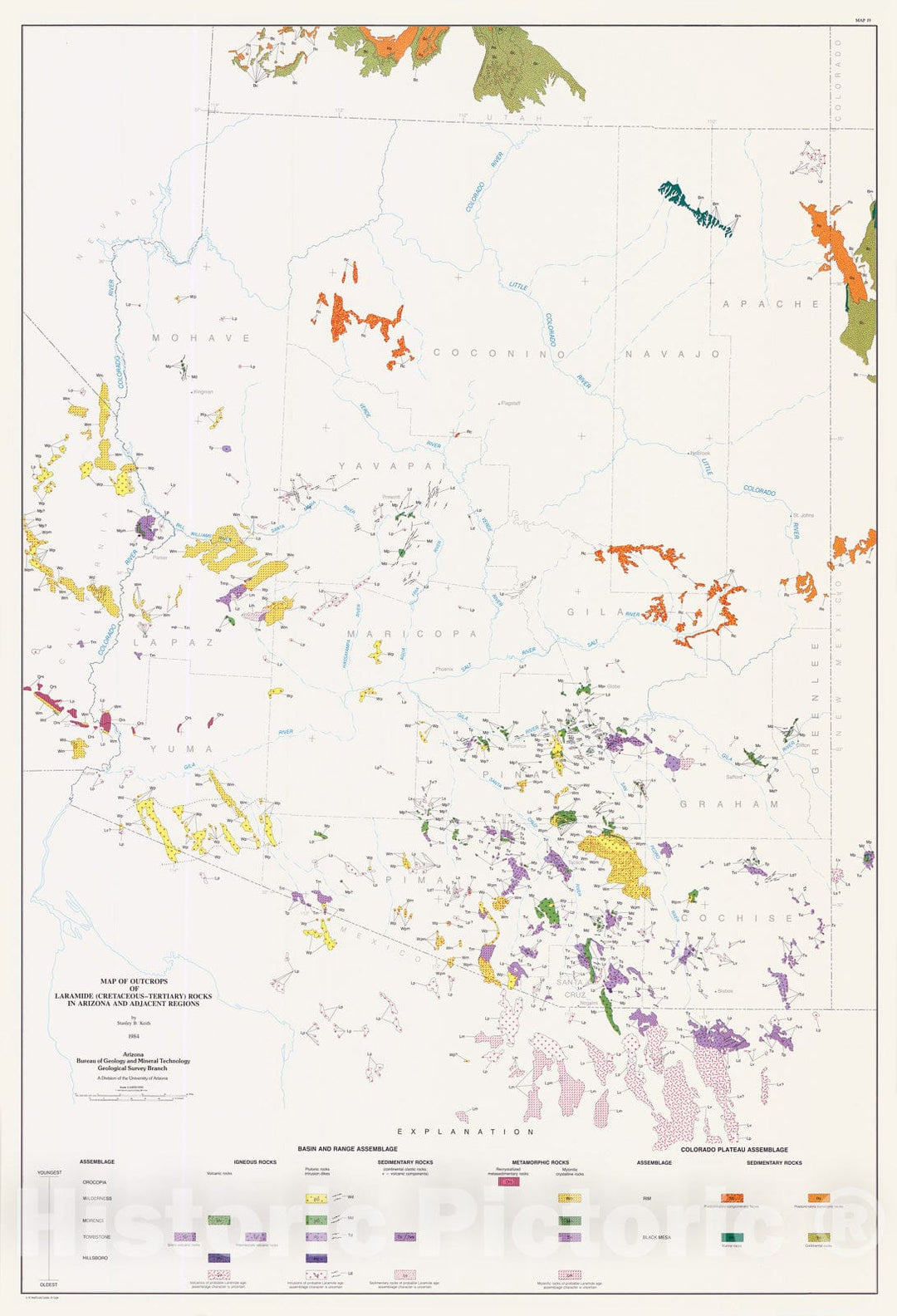Map : Map of outcrops of Laramide (Cretaceous - Tertiary) rocks in Ari ...