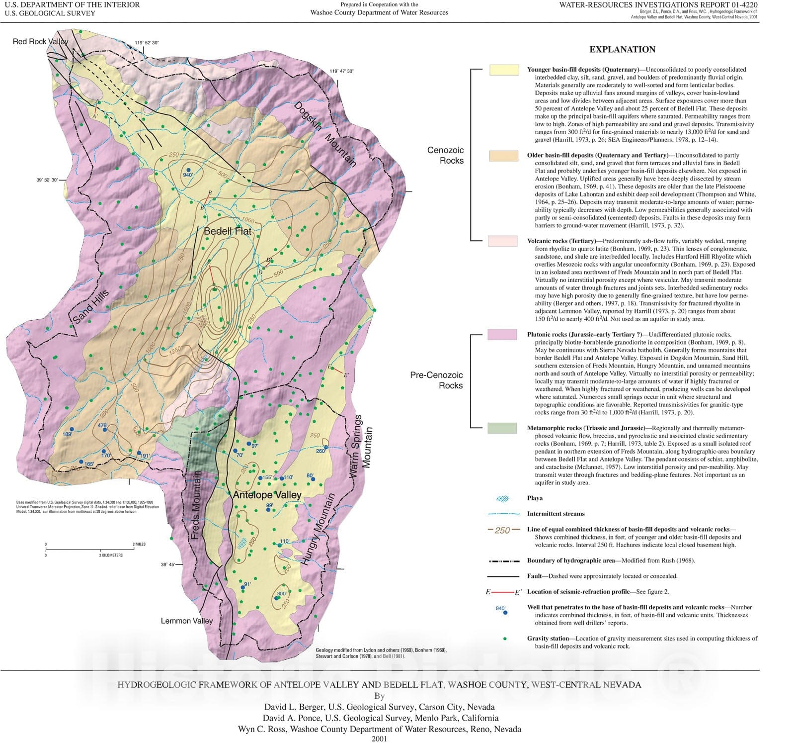 Map : Hydrogeologic framework of Antelope Valley and Bedell Flat, Wash ...