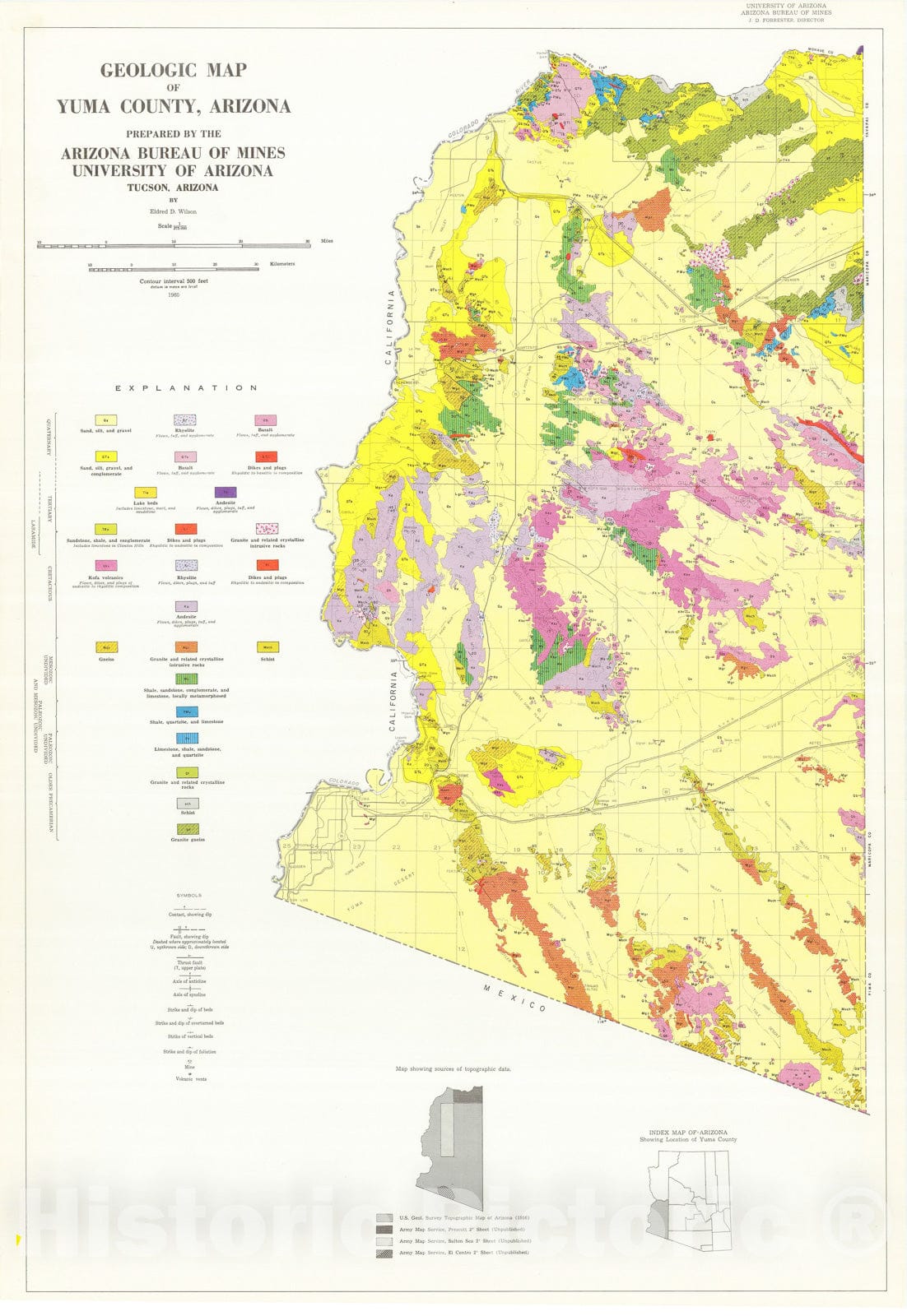 Map : Geologic map of Yuma County, Arizona, 1960 Cartography Wall Art ...