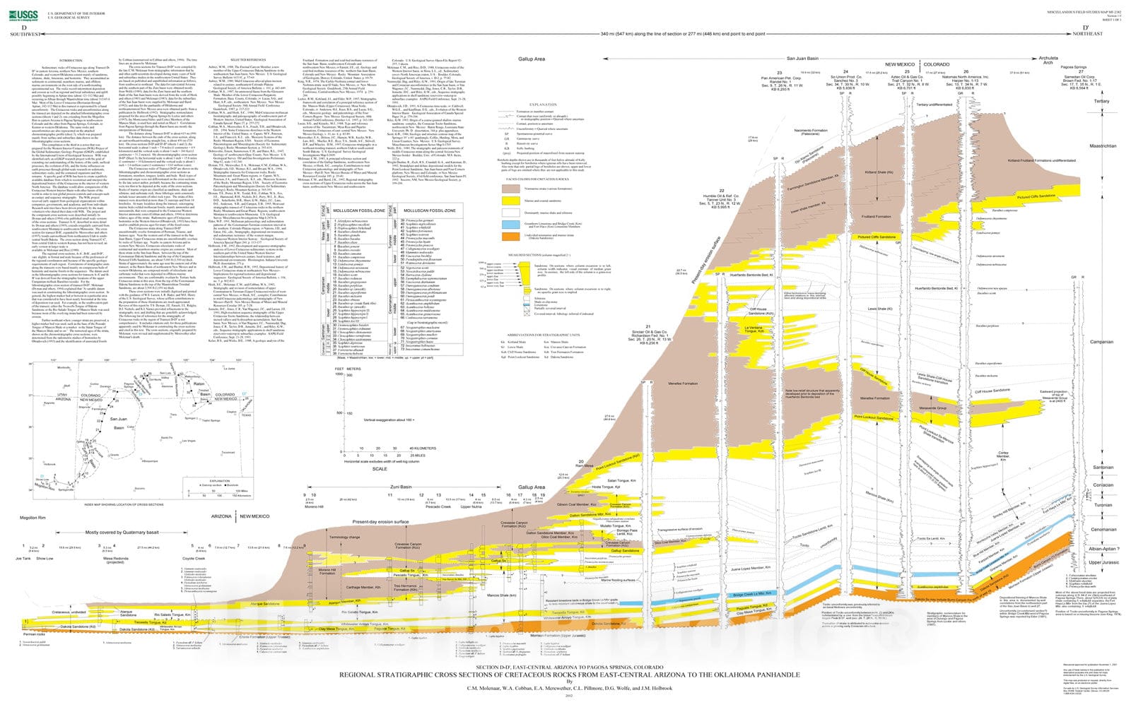 Map : Regional stratigraphic cross sections of Cretaceous rocks from e ...