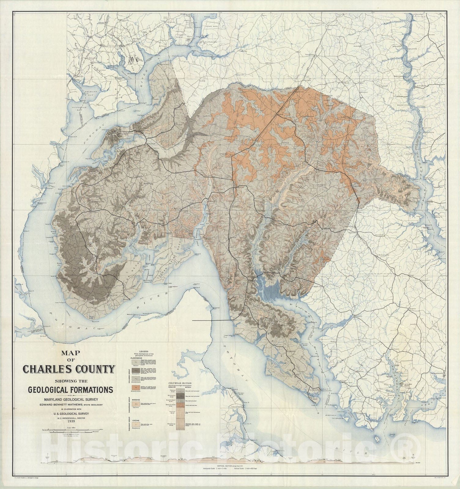 Map : Map of Charles County showing the geological formations, 1939 Ca ...