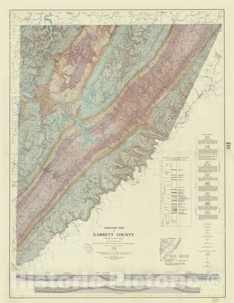 Map : Geologic map of Garrett County, 1953 Cartography Wall Art ...