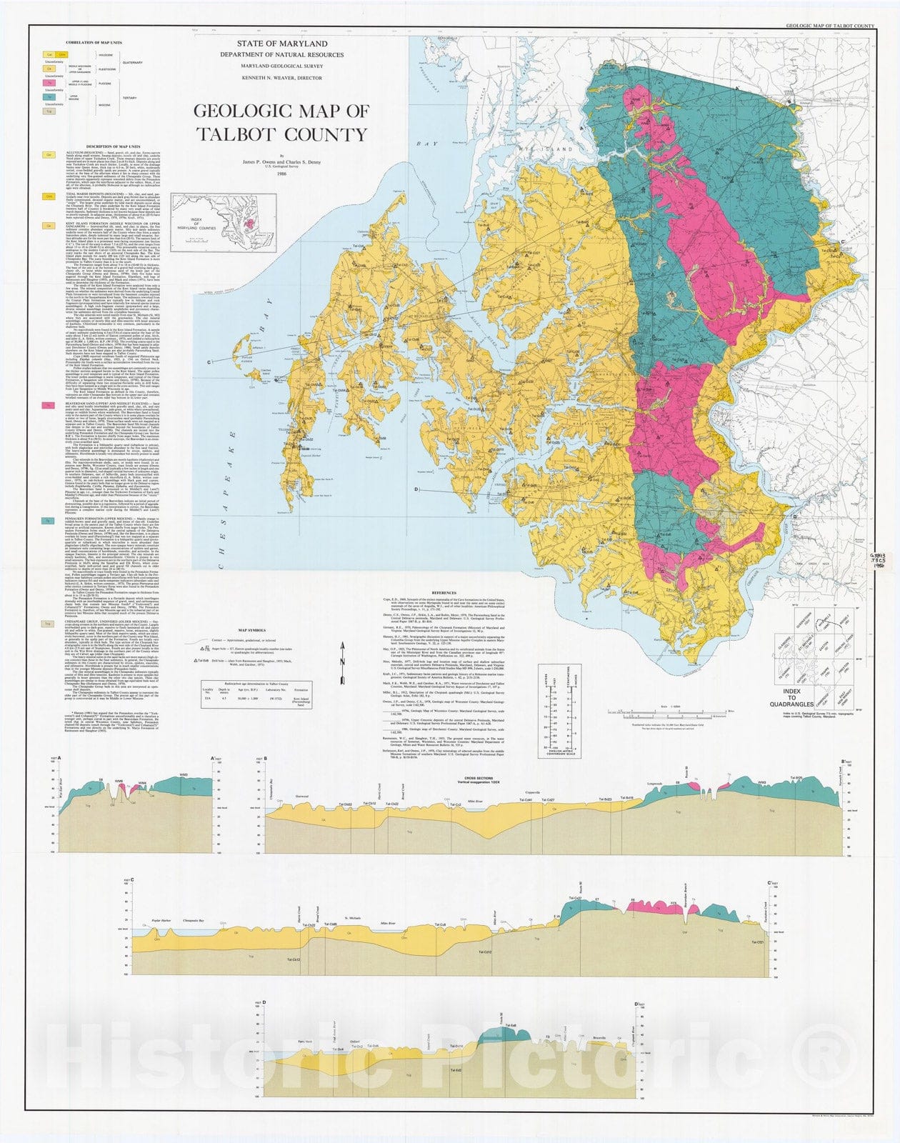 Map : Geologic map of Talbot County, 1986 Cartography Wall Art ...