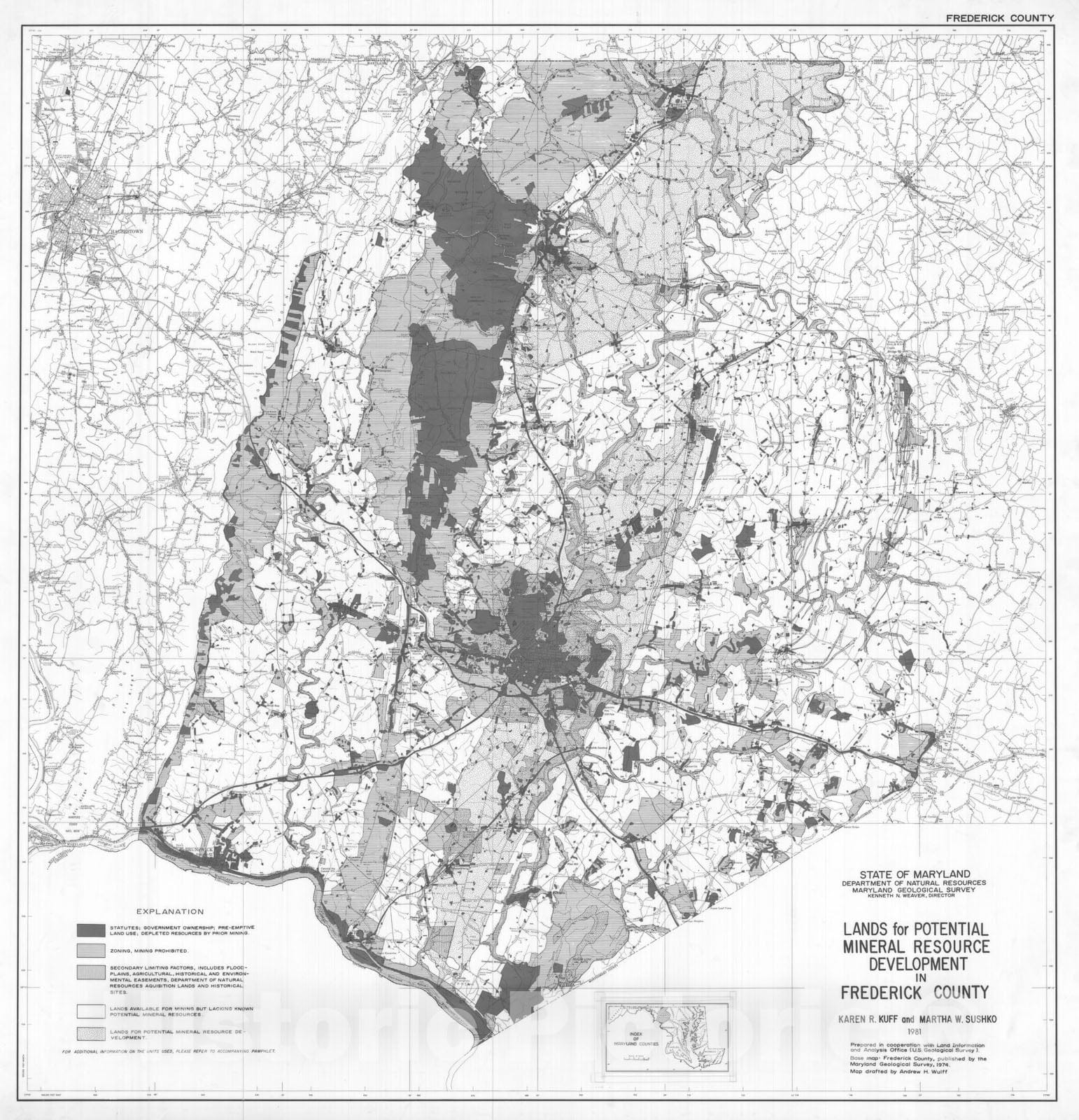 Map : Lands for Potential Mineral Resource Development in Frederick Co ...