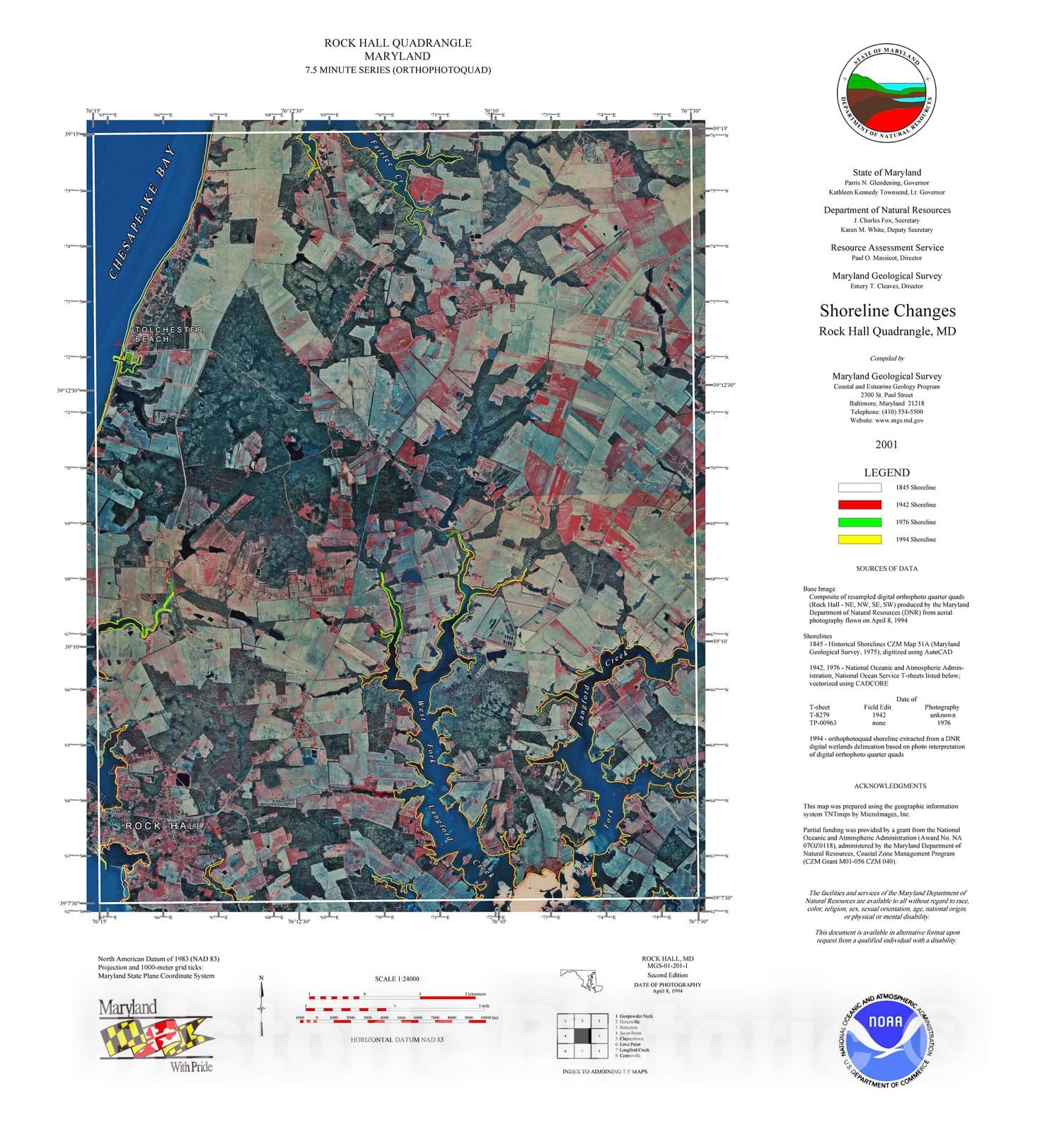 Map : Shoreline changes -- Rock Hall quadrangle, MD, 1997 Cartography ...