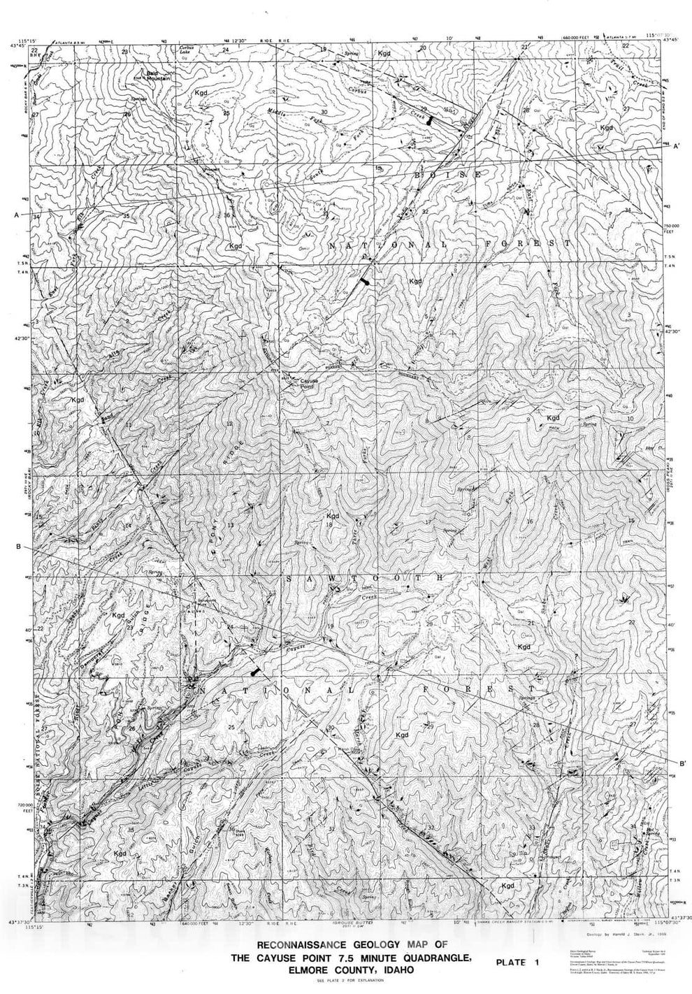 Map : Reconnaissance geologic map and cross sections of the Cayuse Poi ...
