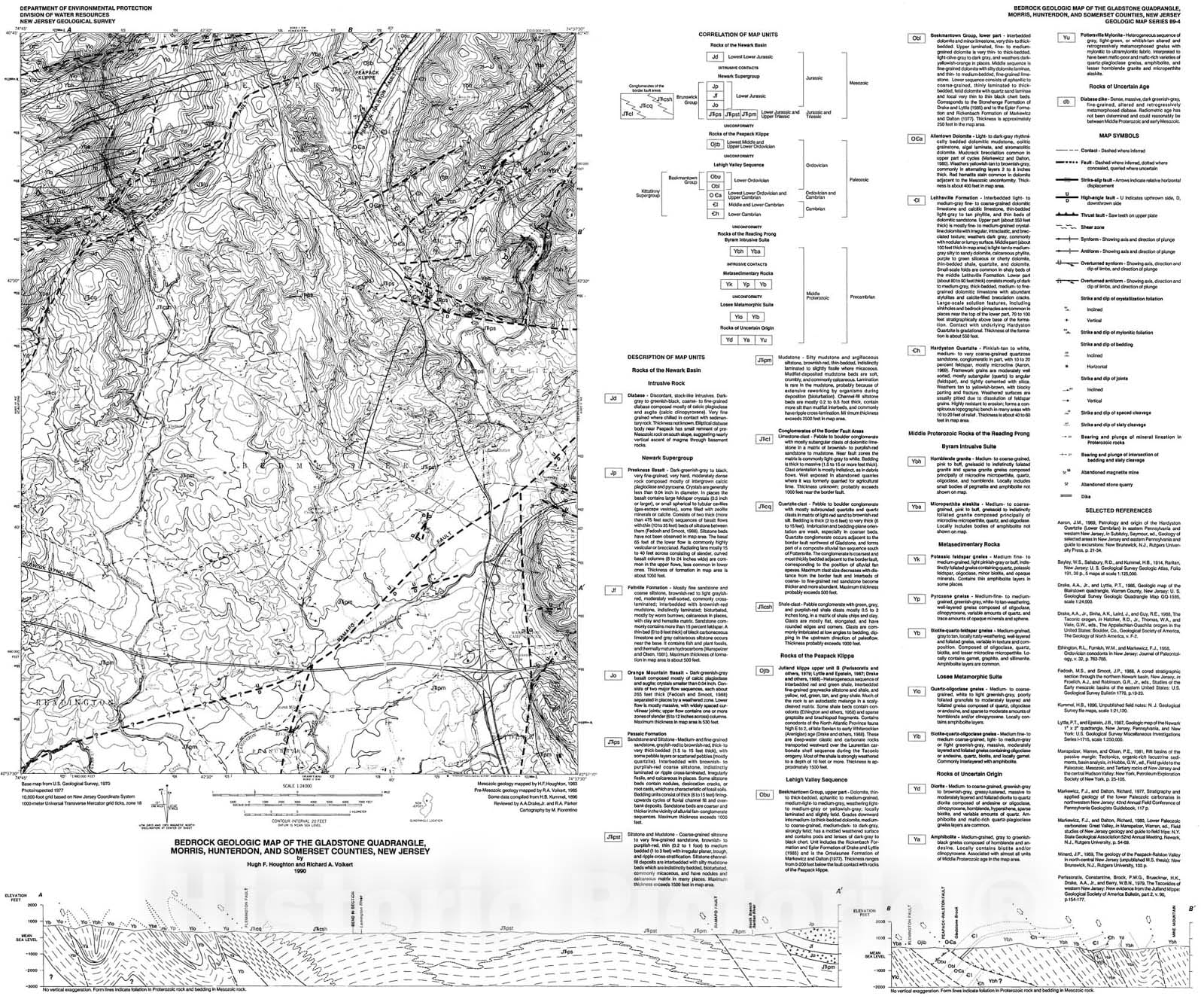 Map : Bedrock Geologic Map of the Gladstone Quadrangle, Morris, Hunter ...