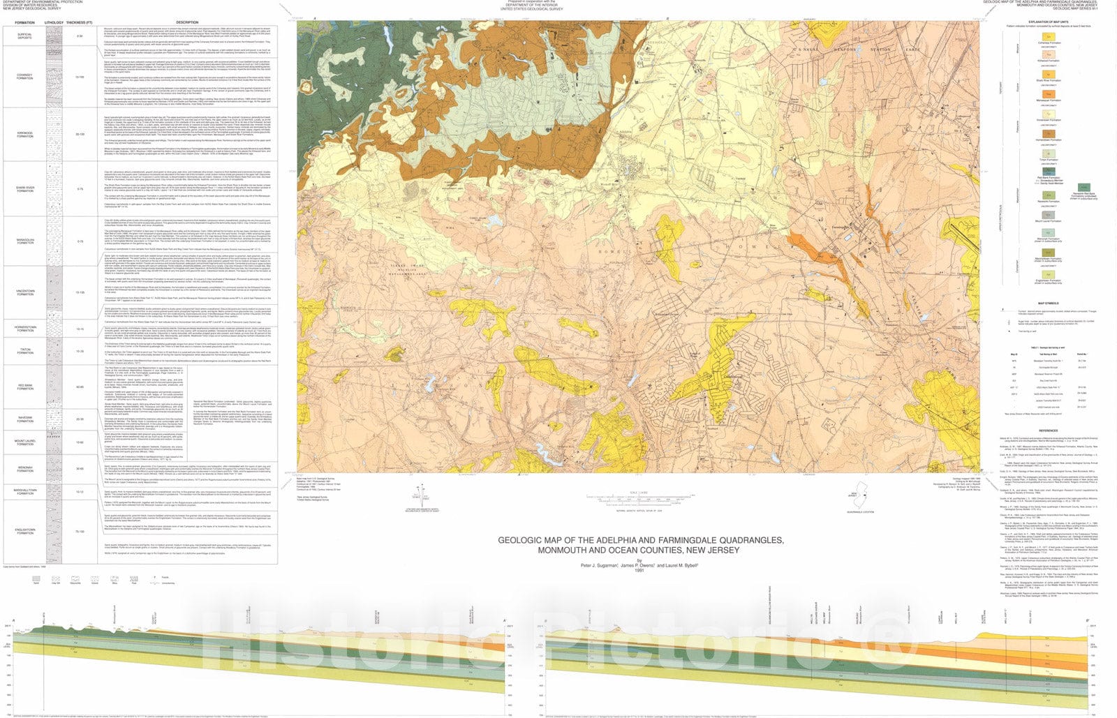Map : Geologic Map of the Adelphia and Farmingdale Quadrangles, Monmou ...