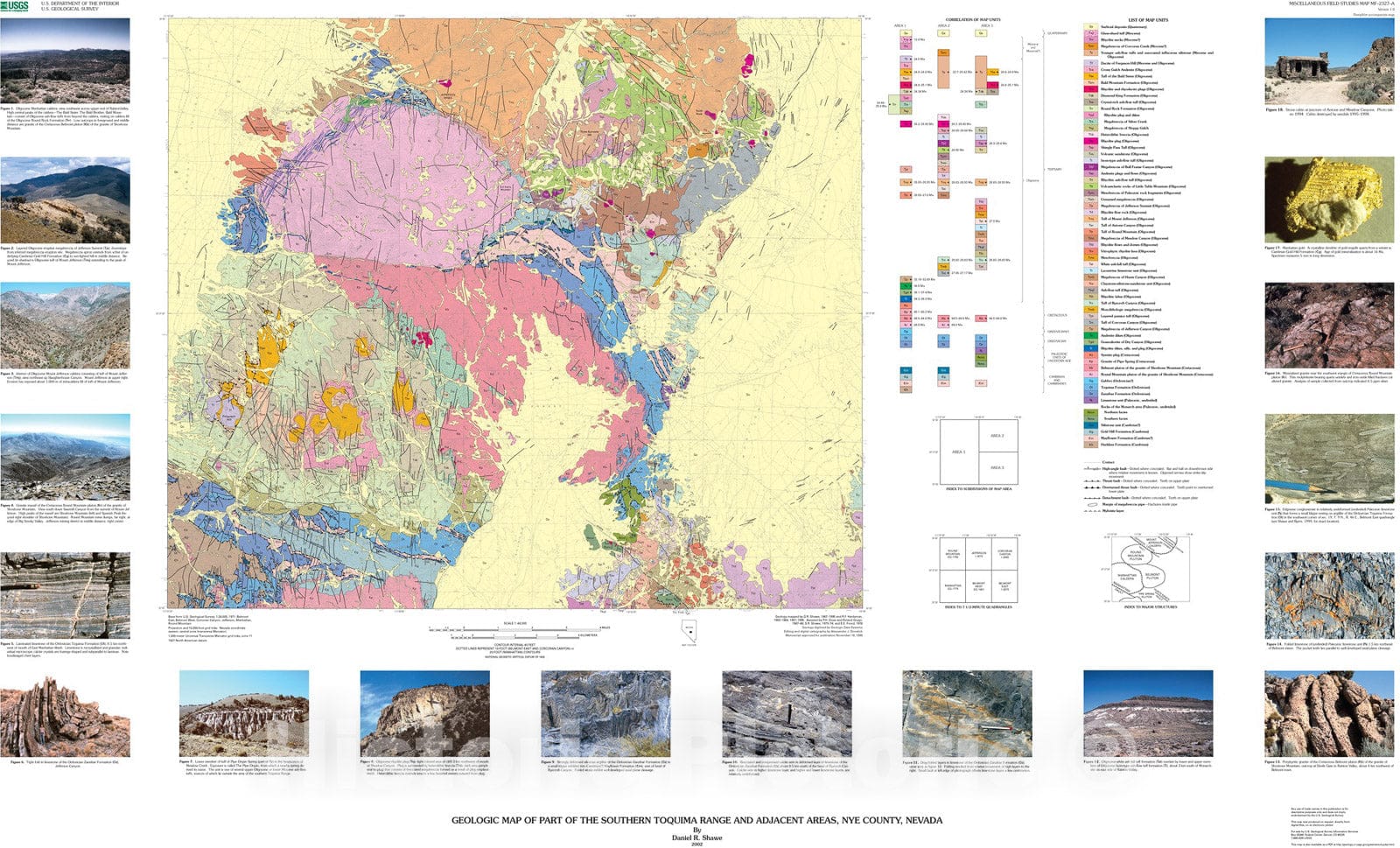 Map : Geologic map of part of the southern Toquima Range and adjacent ...