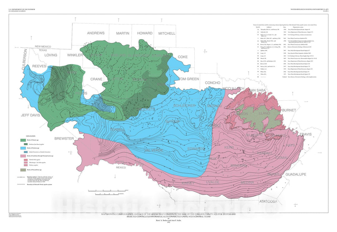 Map : Configuration of the base of the Edwards-Trinity aquifer system ...