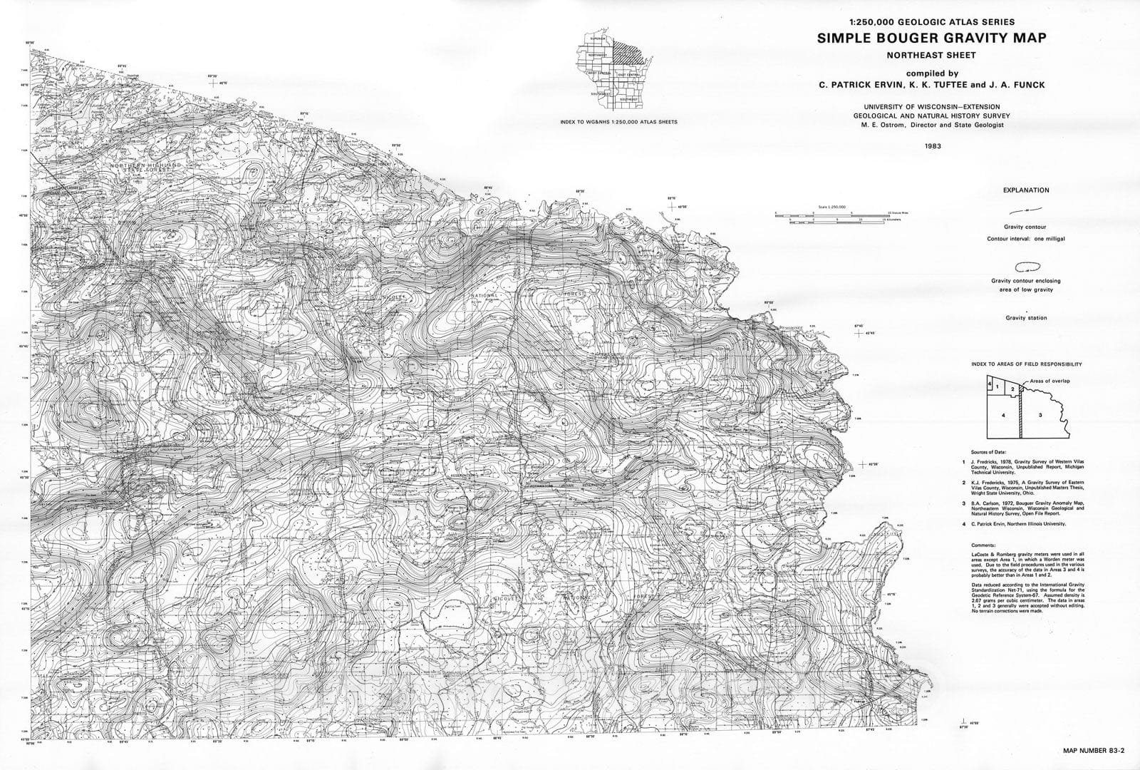 Map : Simple Bouger Gravity Map, Northeast Sheet, 1983 Cartography Wal ...