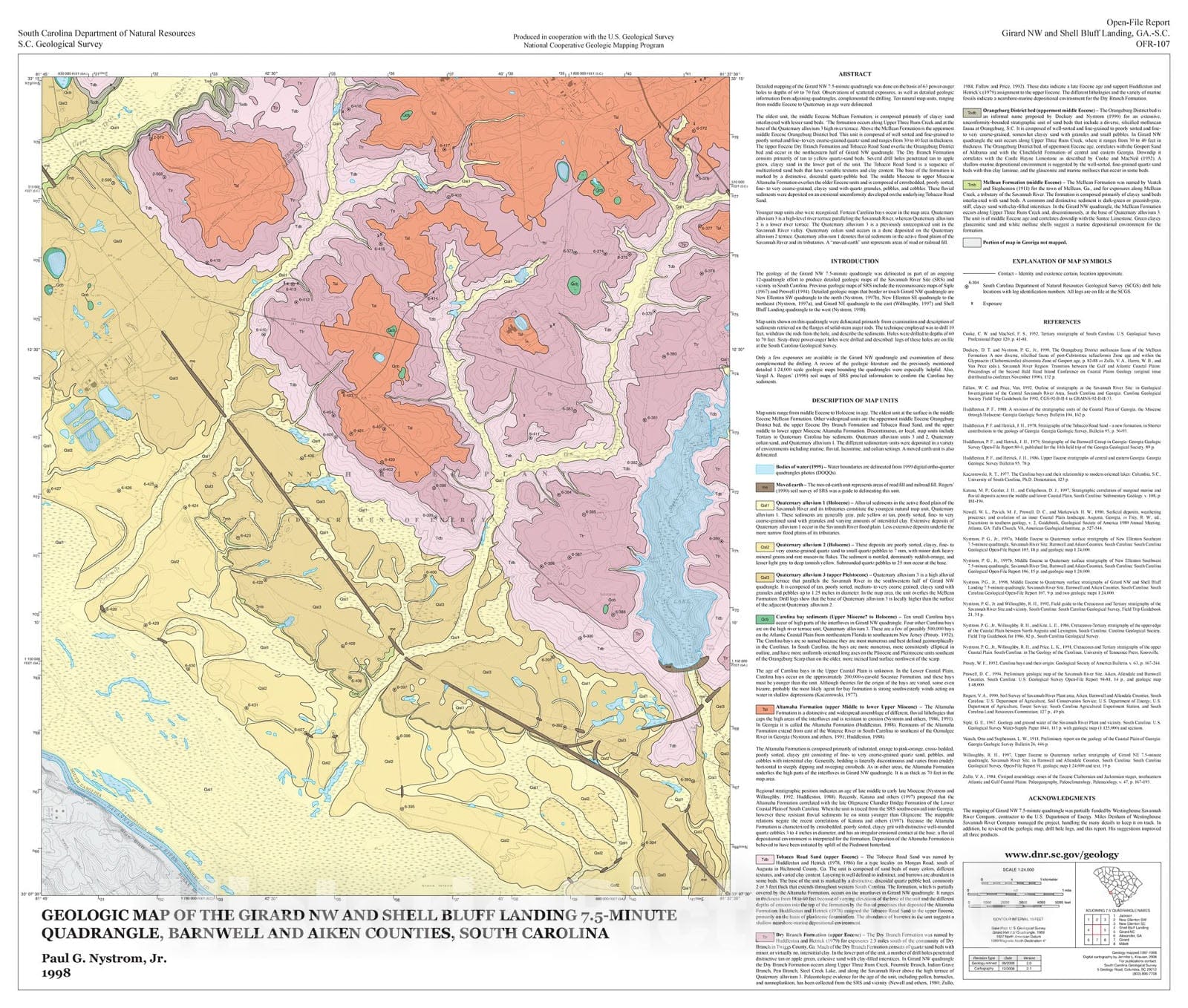 Map : Geologic maps of the Girard NW and Shell Bluff Landing 7.5-minut ...