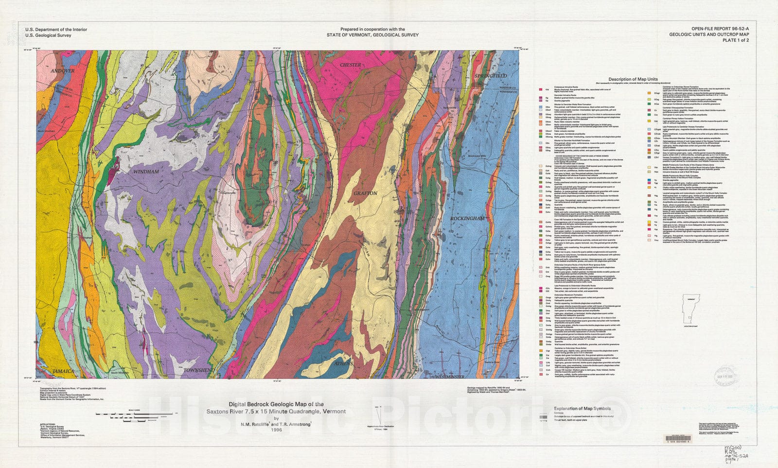 Map : Digital bedrock geologic map of the Saxtons River 7.5 X fifteen ...