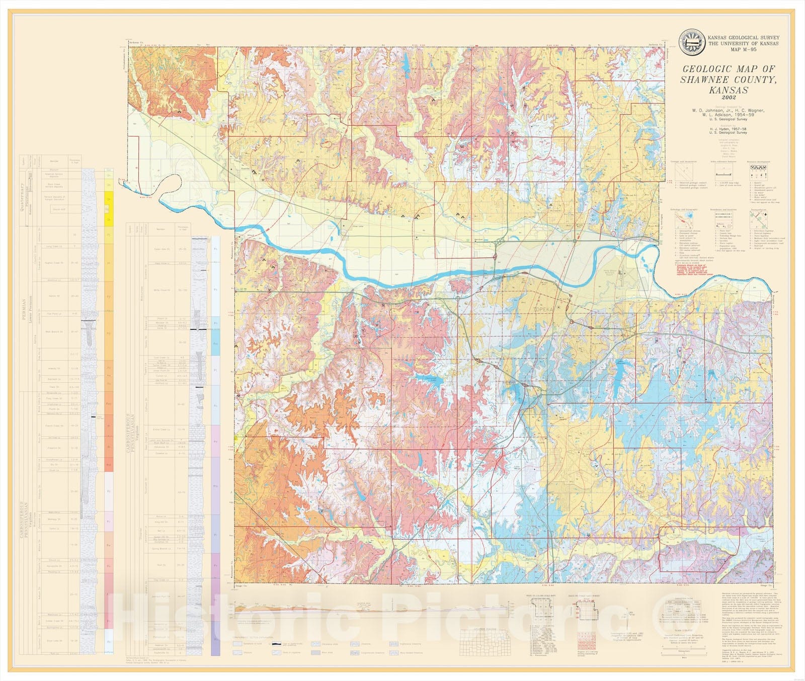 Map : Geologic Map of Shawnee County, Kansas, 2001 Cartography Wall Ar ...