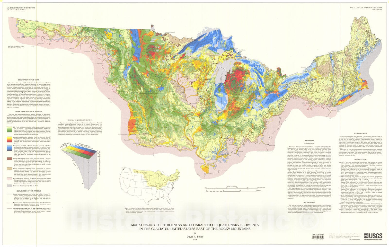 Map : Map showing the thickness and character of Quaternary sediments ...