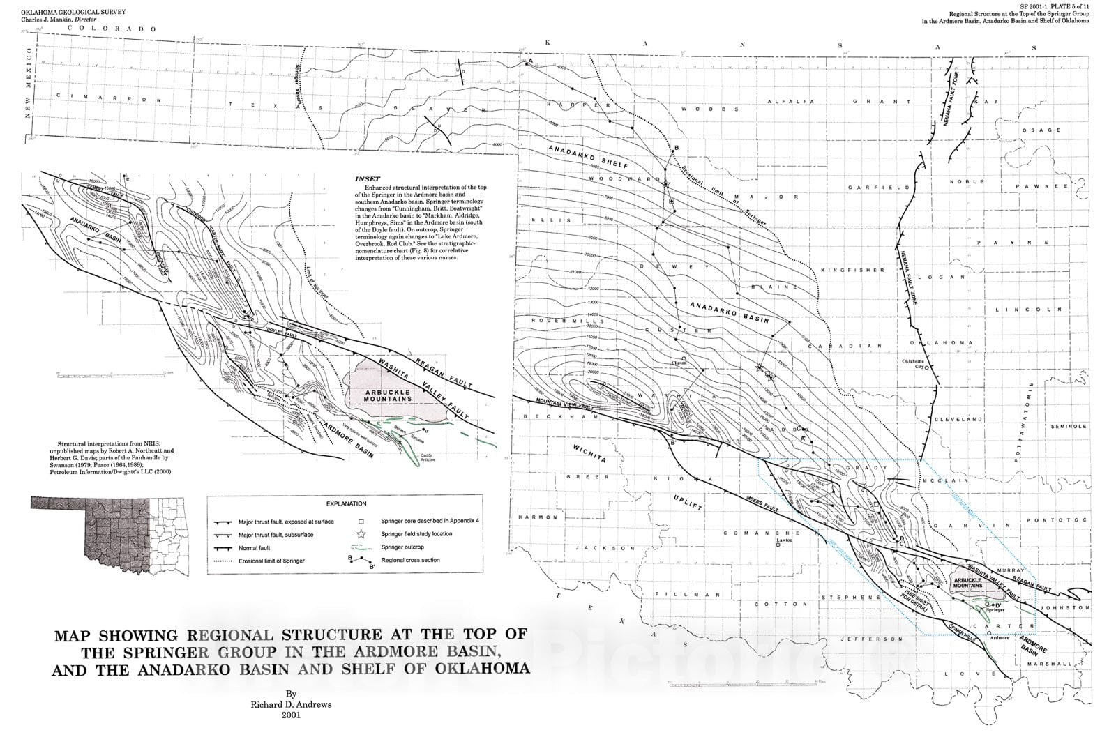 Map : Plate 5. Map showing regional structure at the top of the Spring ...